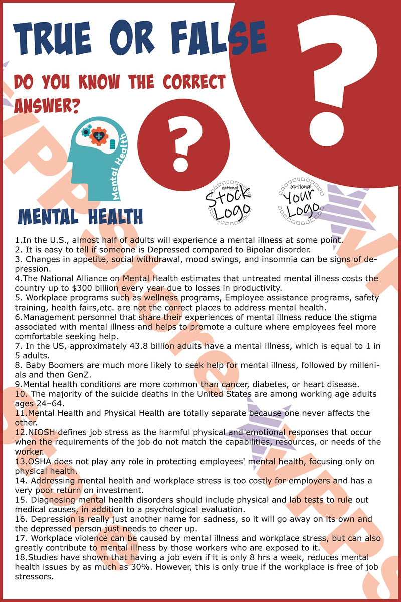 True False Mental Health Poster - #402724P – VPPStore